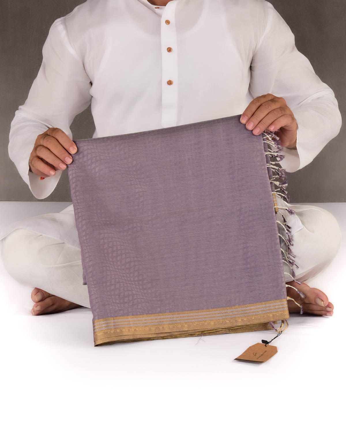 Mauve Watermark Geometric Tanchoi Handwoven Banarasi Kora Silk Saree