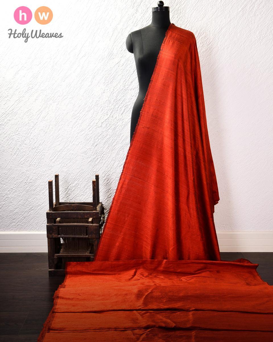 Rust Textured Handwoven Raw Silk Fabric