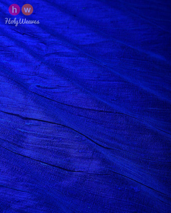 Sapphire Blue Textured Handwoven Raw Silk Fabric