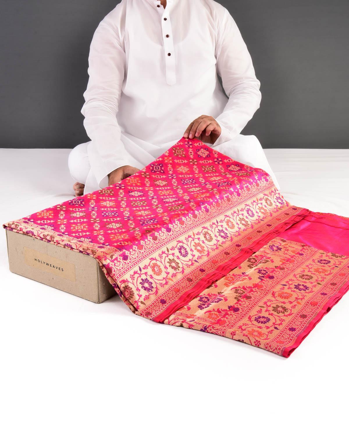 Shot Rani Pink Banarasi Patola Tehra Meena Gold Zari Cutwork Brocade H